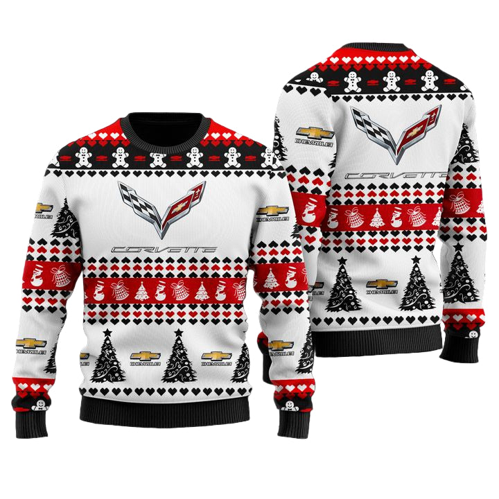 Chevrolet Corvette Merry Christmas White Ugly Sweater