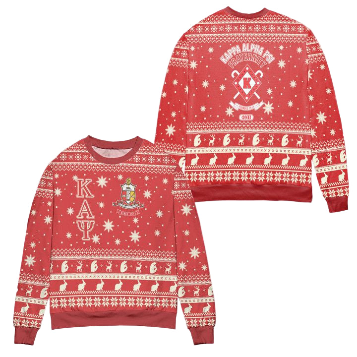 Kappa Alpha Psi Kay Logo Snowflakes Pattern Ugly Christmas Sweater